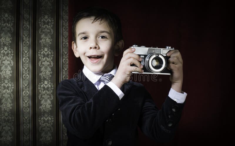 Child Taking Pictures with Vintage Camera Stock Image - Image of young ...