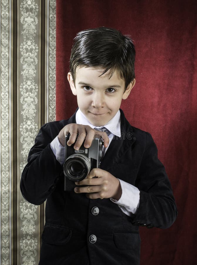 Child Taking Pictures with Vintage Camera Stock Image - Image of ...