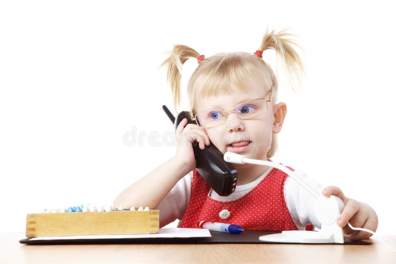 Child talking by phone stock photo. Image of abacus, face - 13636530