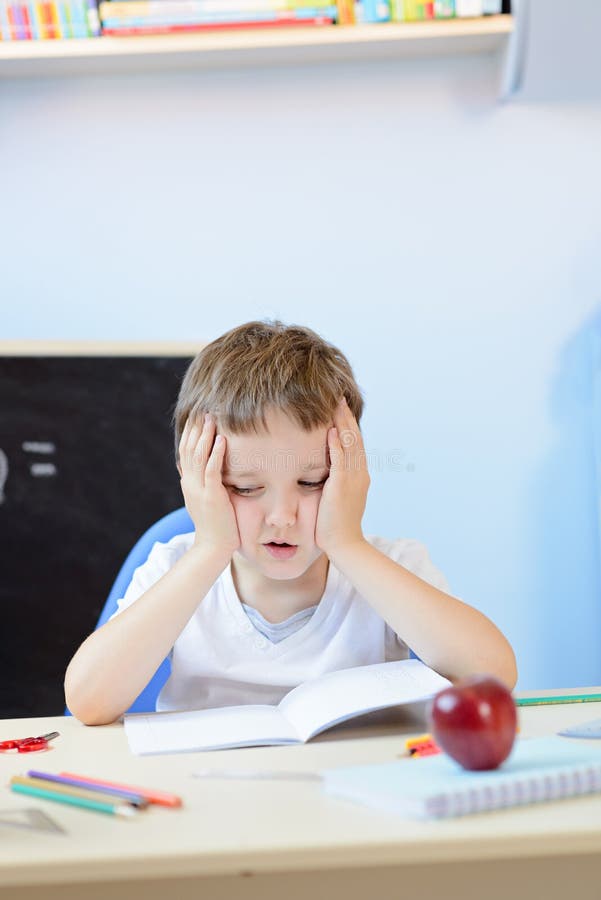 Child Thinking about Homework Solution Stock Image - Image of child ...
