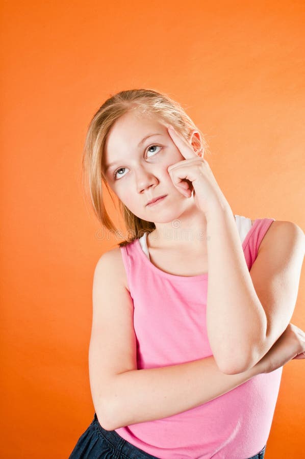 Child thinking stock image. Image of child, blond, looking - 36794251