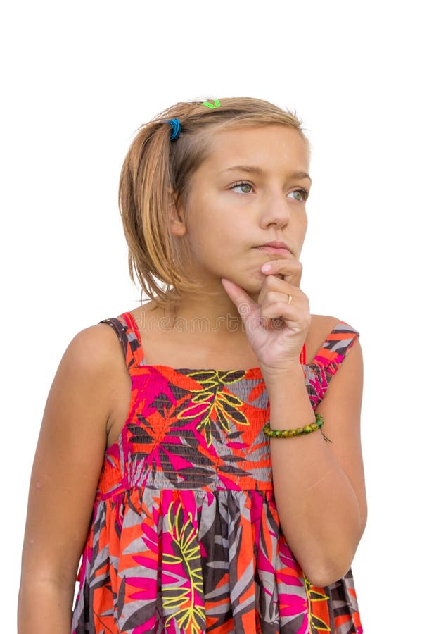 Thinking child girl stock photo. Image of uncertain, feel - 61301352