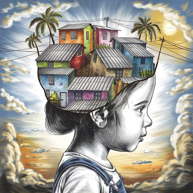 A Child Thoughts about Future with Accommodation Creative Art Stock Vector - Illustration of ...