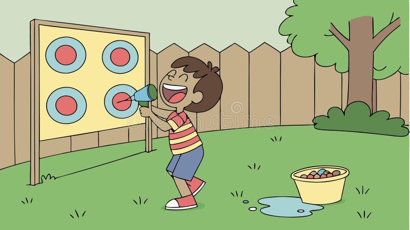 Child Throwing Balls at Target Board, Target Practice Game, Outdoor ...