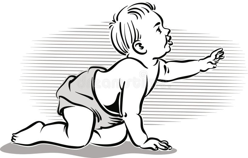 Child To the Ground while Crawling. Stock Illustration - Illustration ...