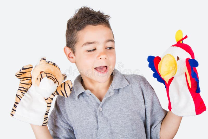 Creative Child with Puppets Stock Photo - Image of hand, theater: 40261104