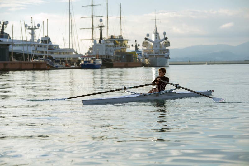 Child to rowing course stock image. Image of leisure - 63965567