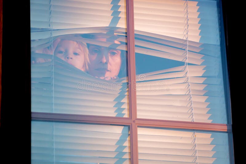 Child, Toddler Boy, Looking through Window Stock Photo - Image of play ...