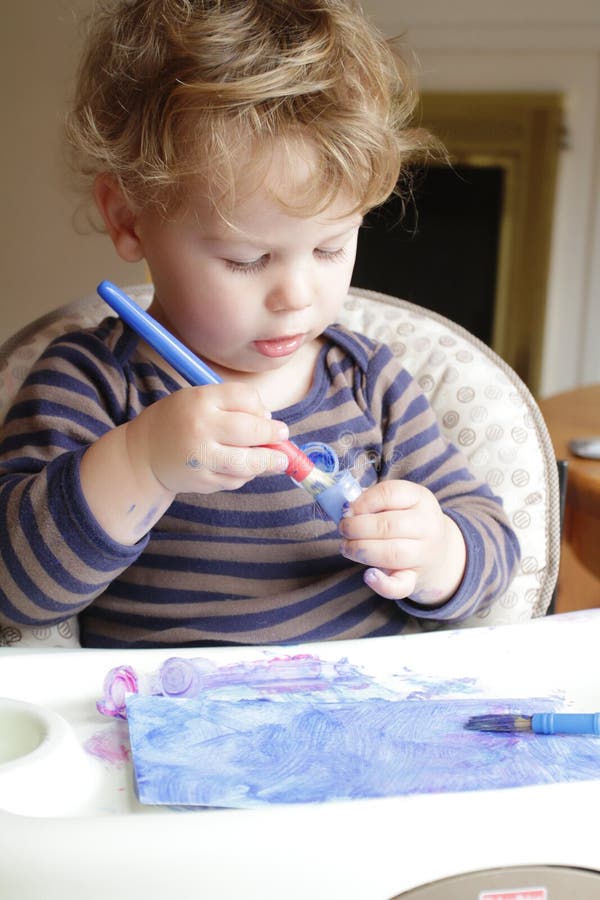 Child, Toddler Drawing Art stock image. Image of fingerpainting - 29039573