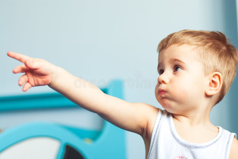 Little Child Toddler Reaching Up at Home Stock Photo - Image of looking ...