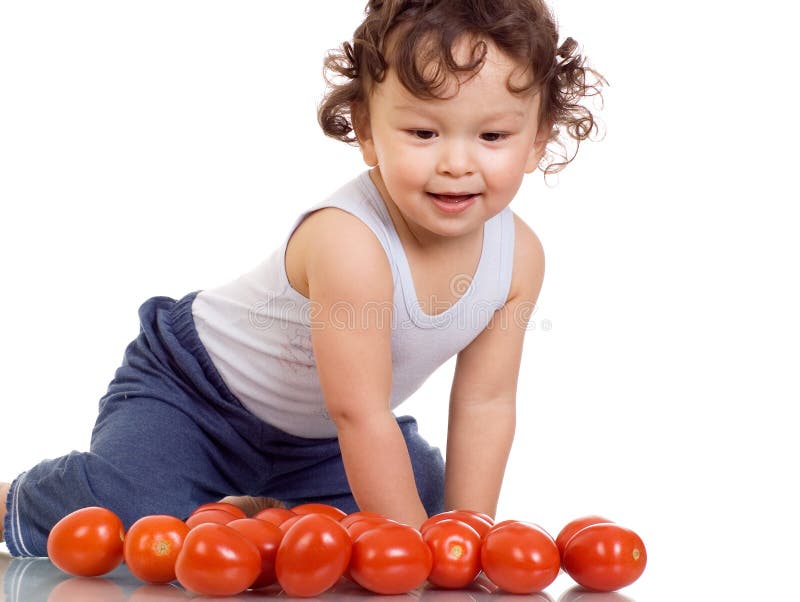 Child With Tomato. Picture Image: 3788236