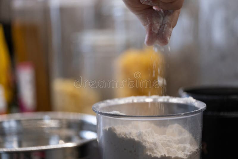 Child Touching Flour during Kitchen Play Stock Image - Image of ...