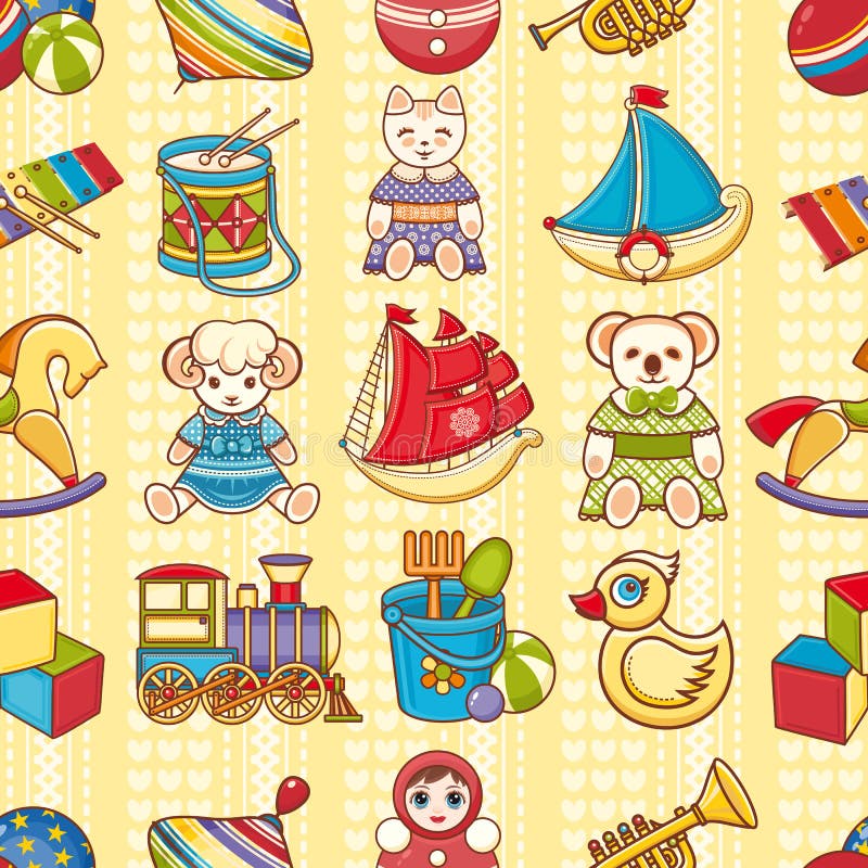 Child Toy Seamless Pattern. Design Element Stock Vector - Illustration ...