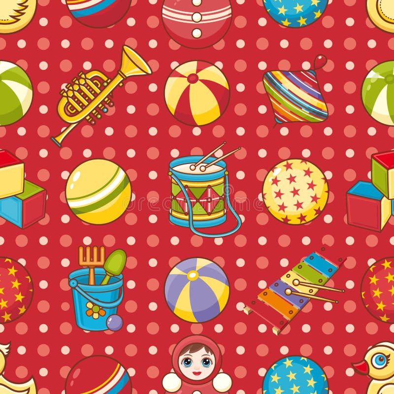 Child Toy Seamless Pattern. Design Element Stock Vector - Illustration ...