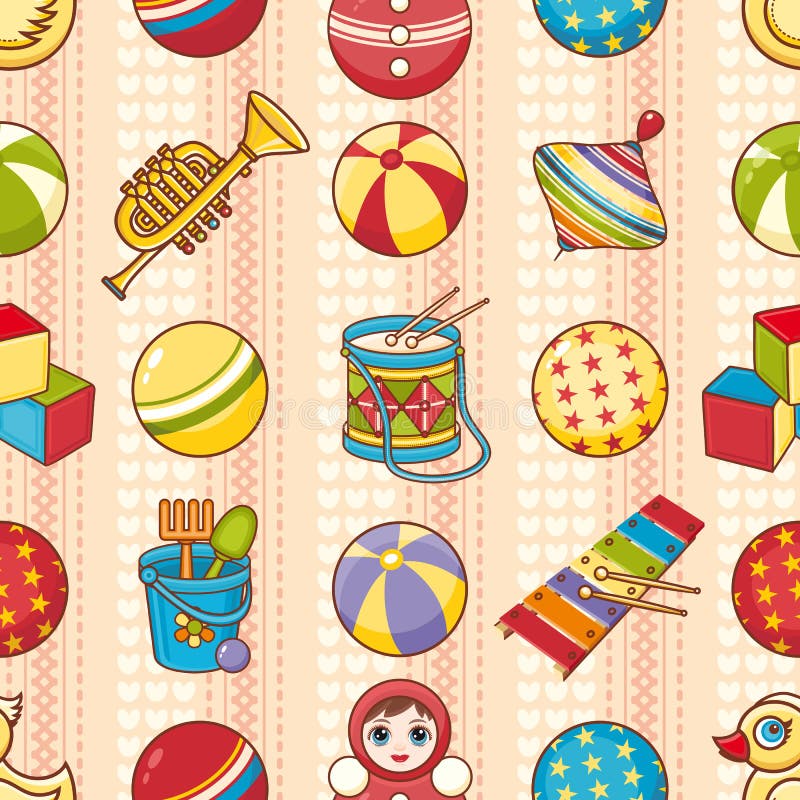 Child Toy Seamless Pattern. Design Element Stock Vector - Illustration ...
