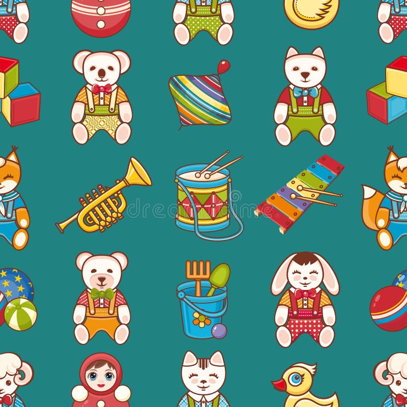 Child Toy Seamless Pattern. Design Element Stock Vector - Illustration ...