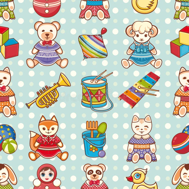 Child Toy Seamless Pattern. Design Element Stock Vector - Illustration ...