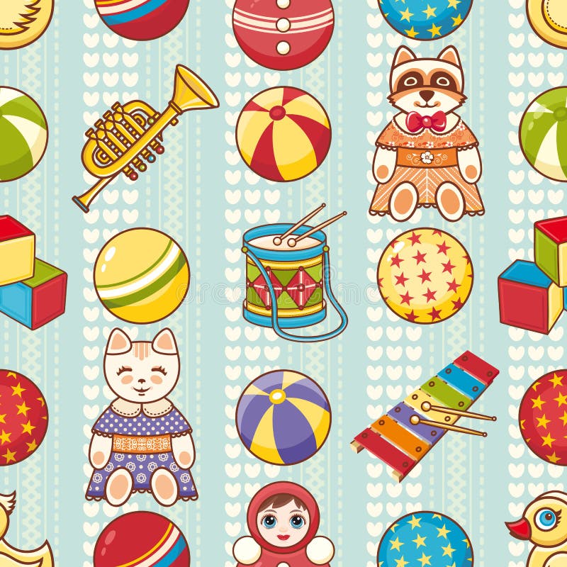 Child Toy Seamless Pattern. Design Element Stock Vector - Illustration ...