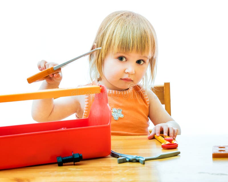 Child with toy tools stock photo. Image of beautiful - 50750578