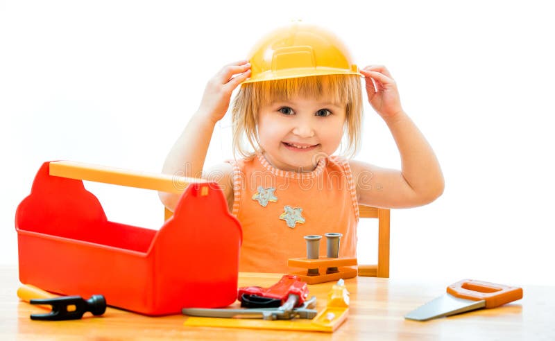 Child with toy tools stock photo. Image of pattern, cute - 72005572