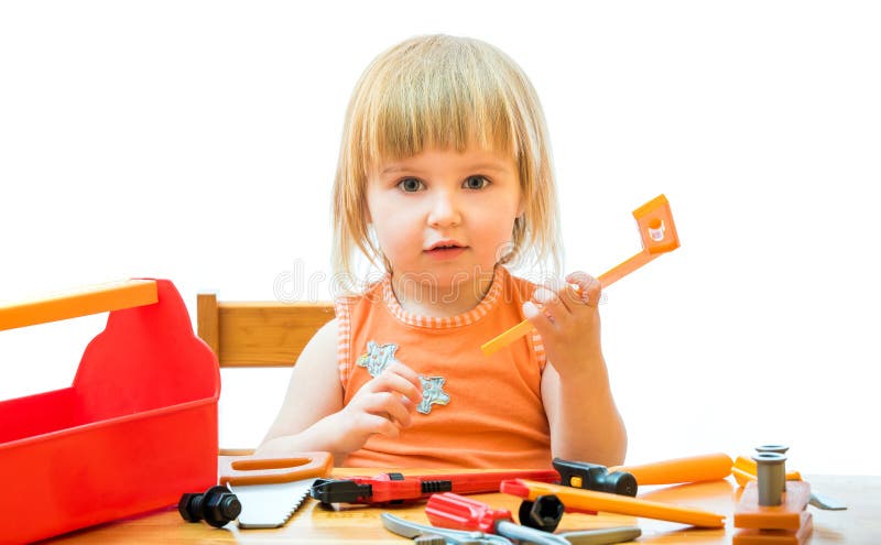 Child with toy tools stock photo. Image of pattern, cute - 72005572