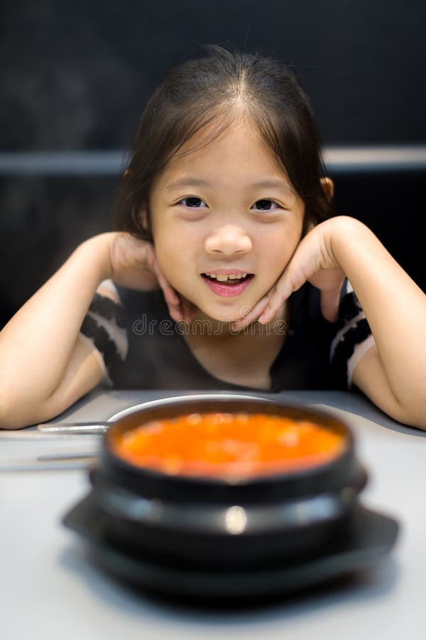 Child with Traditional Korean Kimchi Soup Stock Photo - Image of chili ...