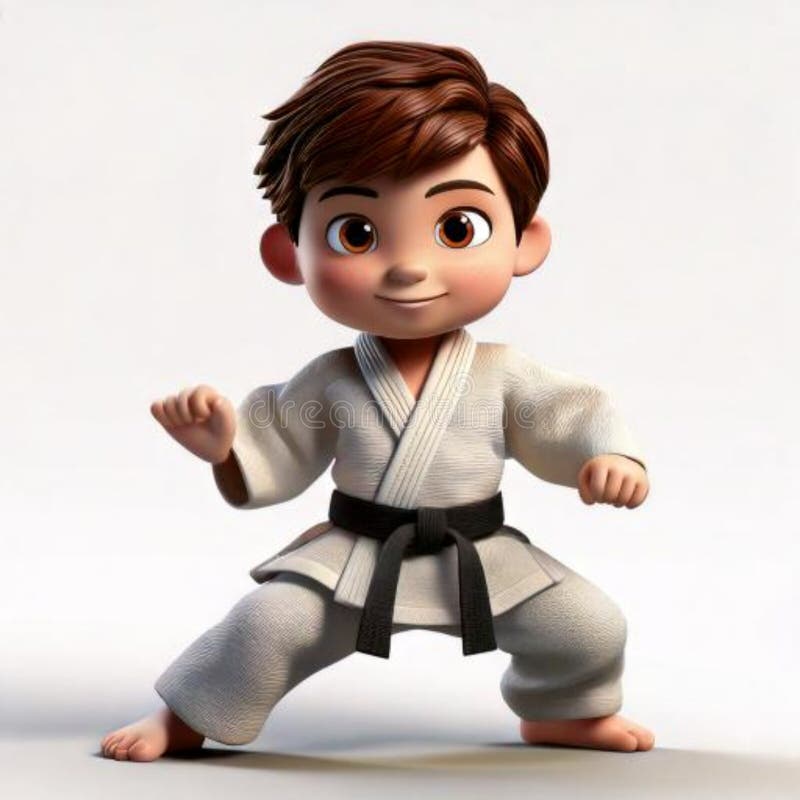 Child Training Judo Cartoon Stock Illustration - Illustration of girl ...