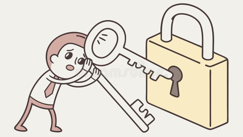 Child Unlocking Padlock, Discovery and Problem Solving, Vector Design ...