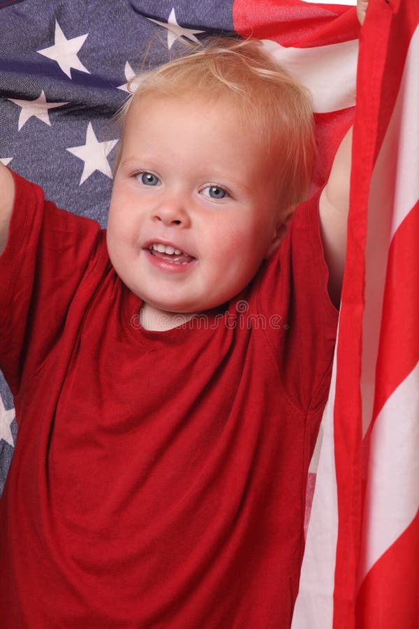 Child with USA flag stock image. Image of fourth, happiness - 25816861
