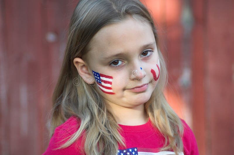 Child with USA Painted Face Stock Photo - Image of child, outdoor: 1807702