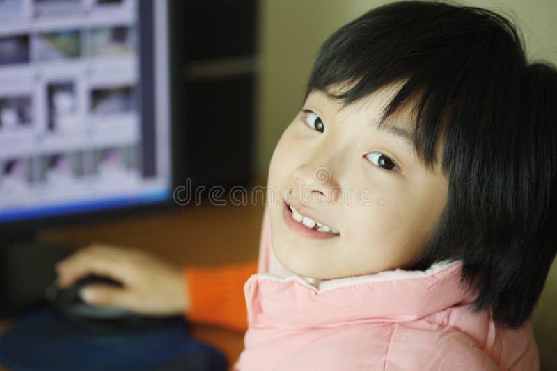 Child use computer stock photo. Image of beautiful, childhood - 7103016