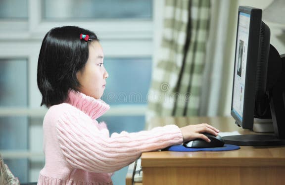 Child use computer stock image. Image of little, asia - 8162107