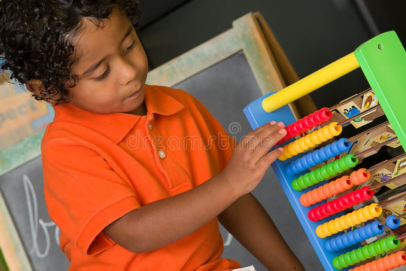 African-American Child Using a Abacus Stock Photo - Image of math ...
