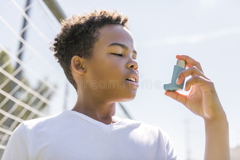 Child Using Asthma Inhaler Park Stock Photos - Free & Royalty-Free ...