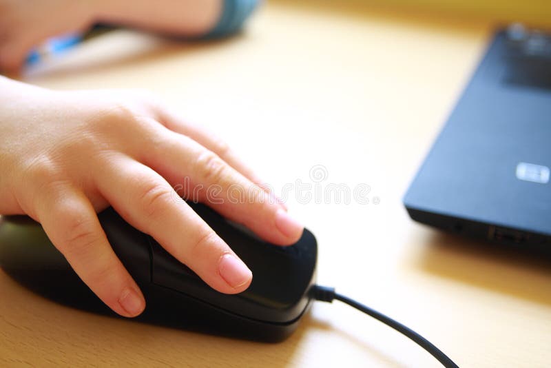 Child is Using a Computer Mouse Stock Photo - Image of tech, optical ...