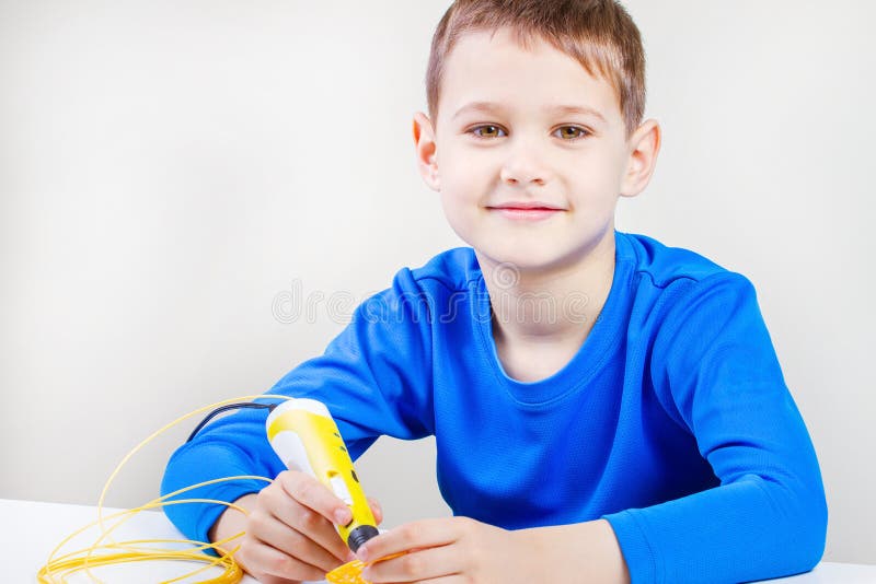 Child Using 3D Printing Pen. Creative, Technology, Leisure, Education ...