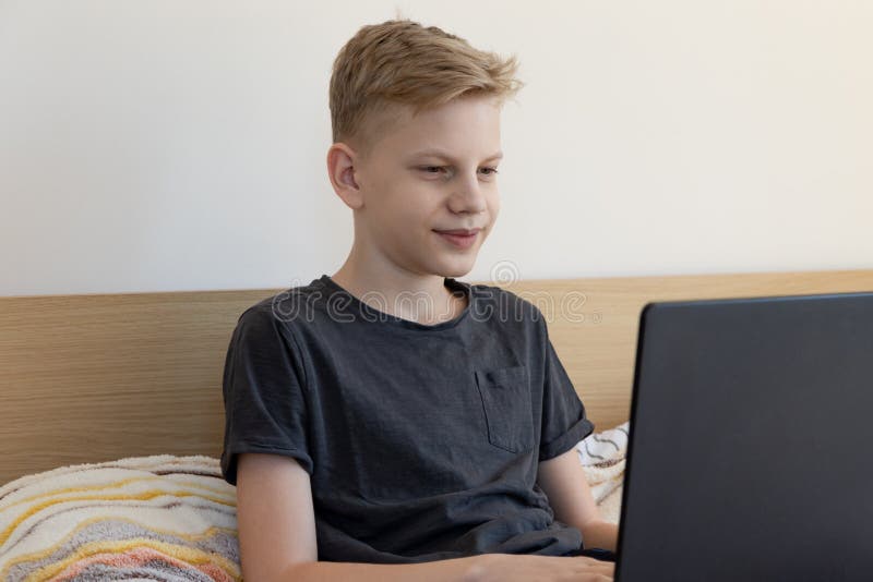 Child Using Gadgets To Study. Homework at Home Stock Photo - Image of ...