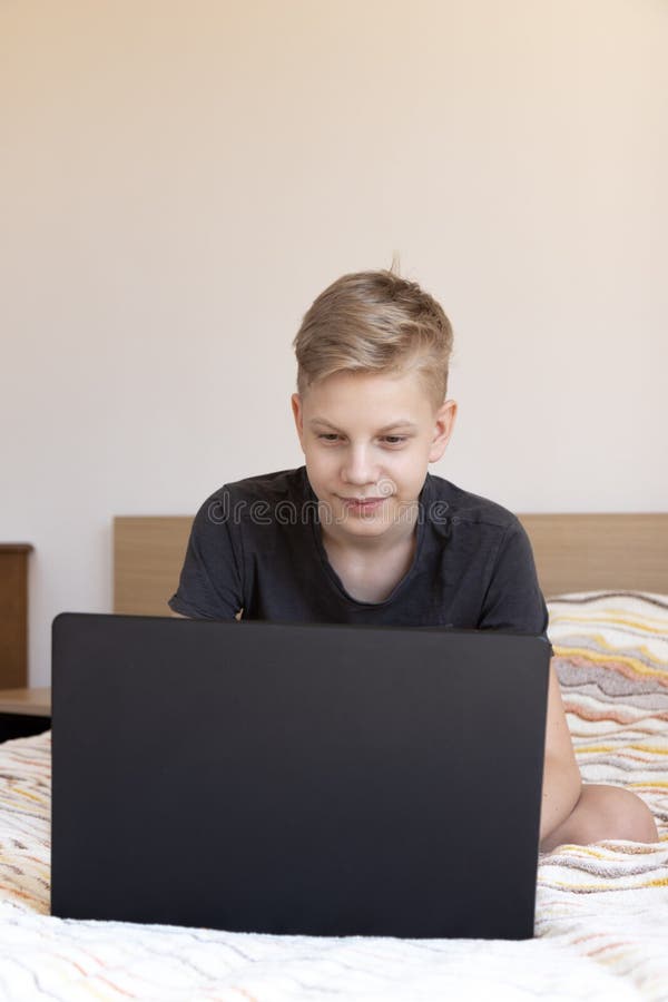 Child Using Gadgets To Study. Homework at Home Stock Photo - Image of ...