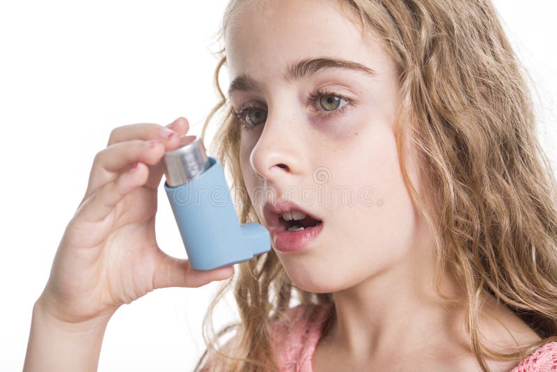 Child Using Inhaler for Asthma. White Background Stock Image - Image of ...