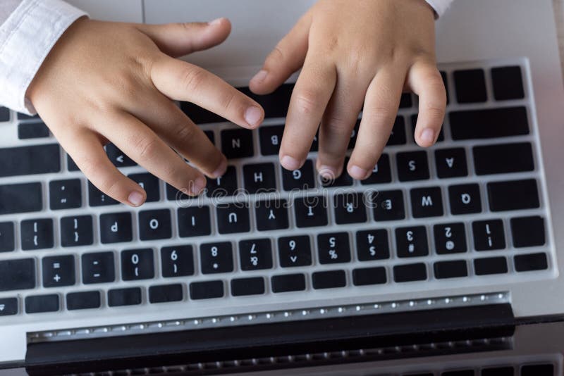 Child using laptop stock image. Image of gadget, childhood - 102630865