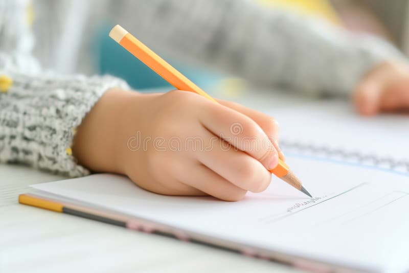 A Child Using a Pencil To Write in a Notebook, Demonstrating Creativity ...