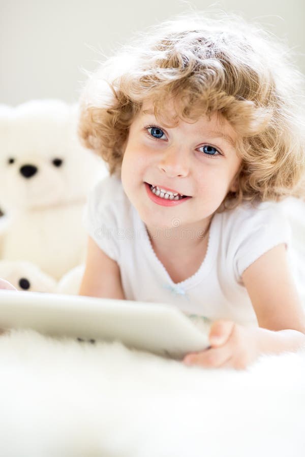 Child Using Tablet Computer Stock Image - Image of preschooler, space ...