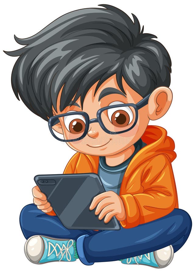 A child using a tablet stock vector. Illustration of tablet - 326193703