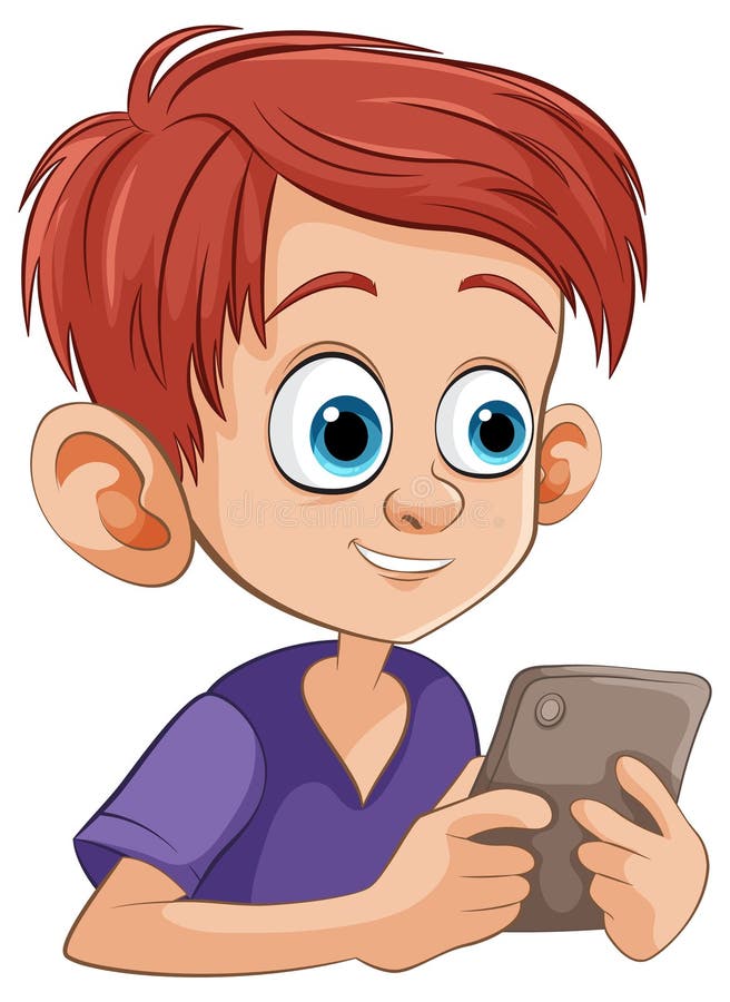 A Child Using a Tablet with Interest Stock Vector - Illustration of ...