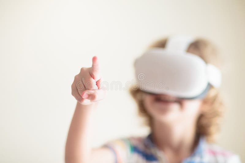 Child in Virtual Reality Goggles. VR Set for Kids Stock Photo - Image ...