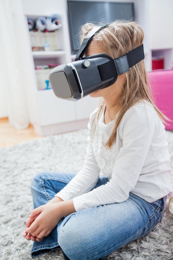 Child with Virtual Reality Headset Stock Image - Image of girl ...