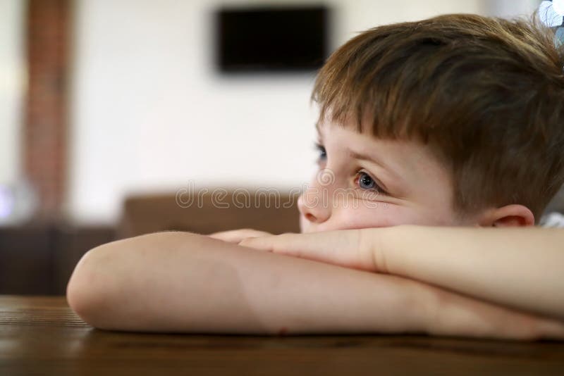 Child Waiting Food in Restaurant Stock Image - Image of concept ...