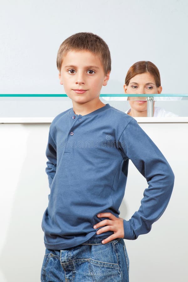 Child Waits in Front of Counter Stock Photo - Image of medicine ...