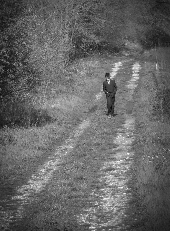 Child Walking Alone on Wood Path Stock Photo - Image of people, health ...