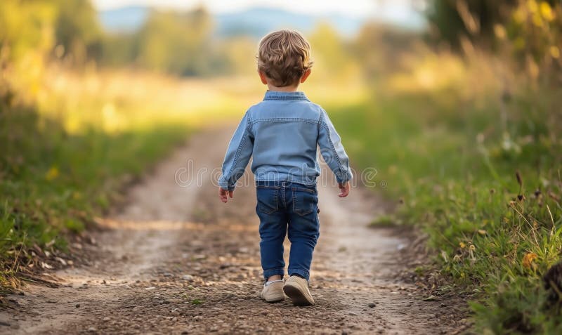 Child Walking Down Dirt Path Nature Golden Hour Stock Photos - Free ...